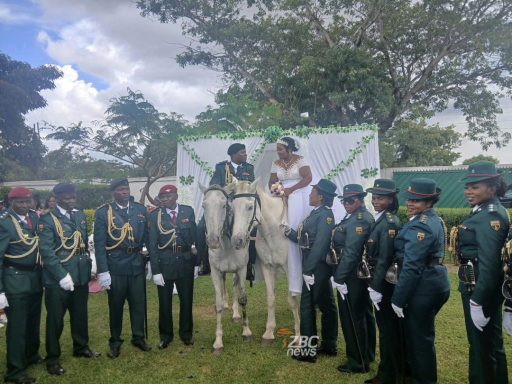 Zimbabwe National Army captain weds in traditional military ceremony ...