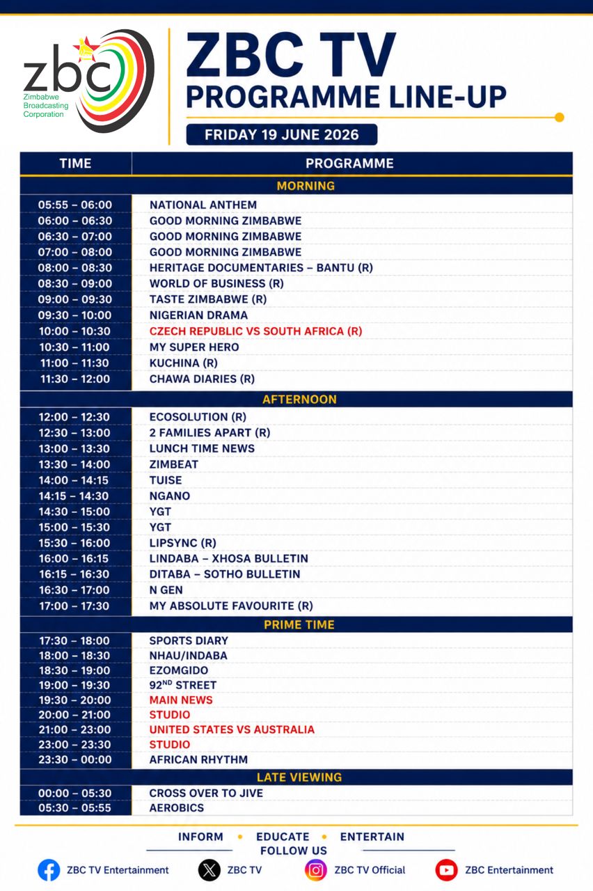 What to expect today on ZBC TV - ZBC NEWS